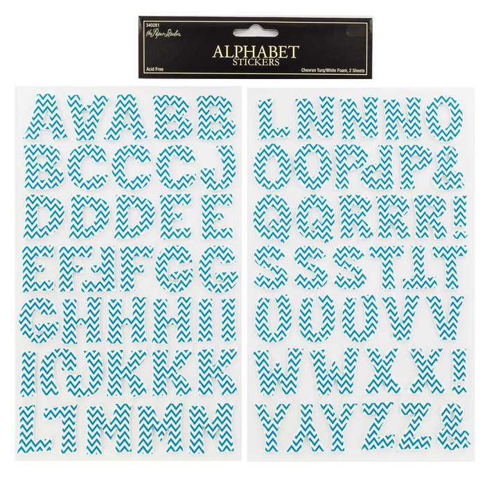Turquoise & White Chevron Foam Alphabet Stickers | Hobby Lobby | 340281